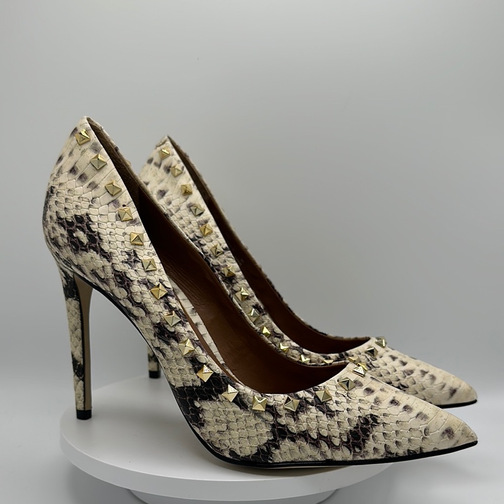 Steve Madden Proto Studded Snake Print Pumps, Size 10m - Gem